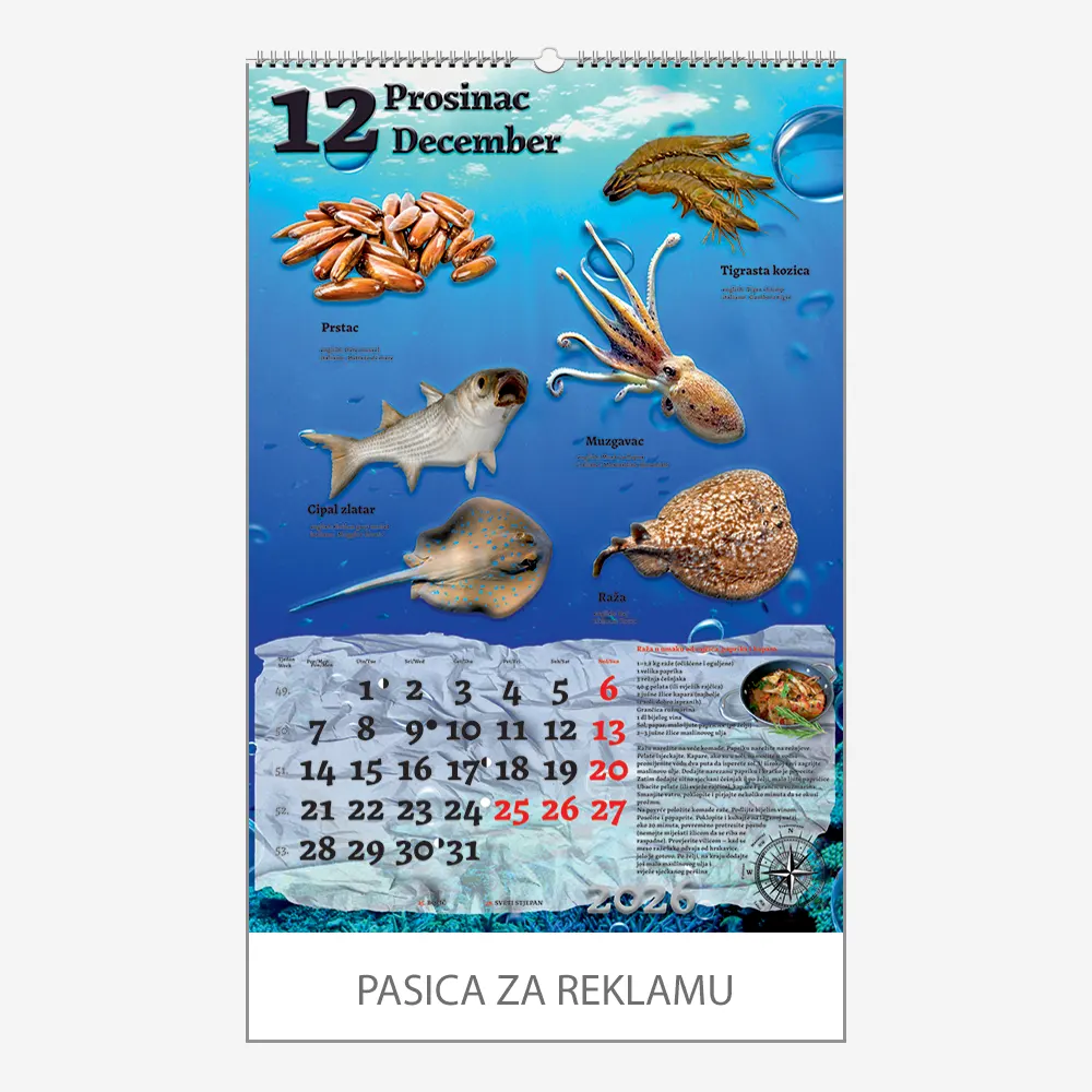 Zidni kalendar Ribarnica 2026 - kalendari.com.hr